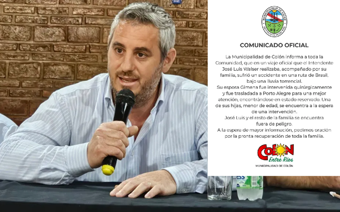 El intendente de Colón sufrió un grave siniestro vial junto a su ...